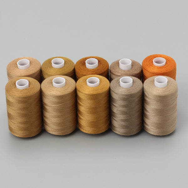 Household sewing thread brown line 10 rolls set 1000 yards 402 color t ...