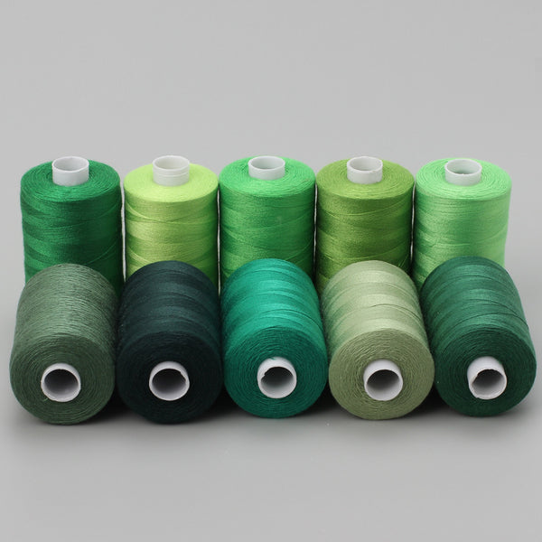 Household sewing thread green series 10 rolls set 1000 yards 402 color ...